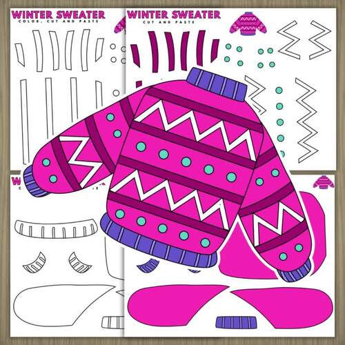 Winter Sweater Craft | Winter Cut and Paste Activity | Fine Motor Craft ...