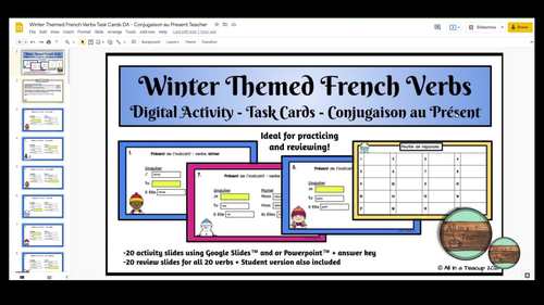 French Verbs Task Card Digital Activity Conj. Present by All in a Teacup