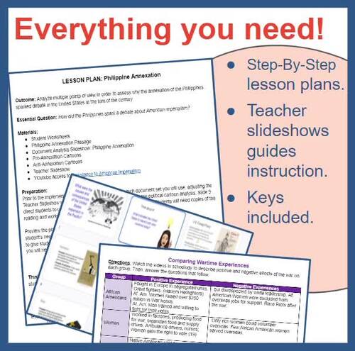Imperialism and World War I U.S. History 7 Lesson Bundle with Document ...