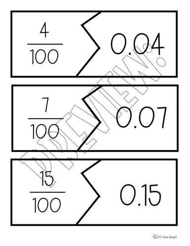Decimal Fraction MATCH Center with Recording Sheet by Unique in Elementary