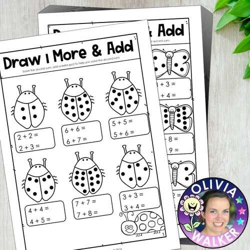 Double Plus One, Near Doubles, Grade One Math Addition Strategy Printables