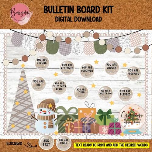 Boho Christian Christmas bulletin board Religious Classroom Decor