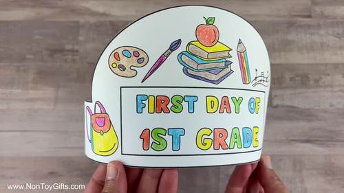 First Day Of First Grade Crown - Back to School Paper Hat - Coloring ...