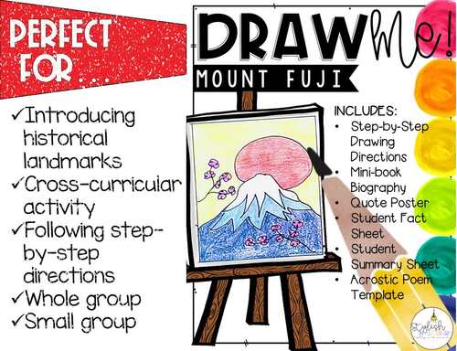 Draw Me! Mount Fuji Directed Drawing by Stylish In Elementary | TPT