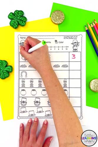 Numbers to 10 Worksheets ST. PATRICK'S DAY / Counting Practice