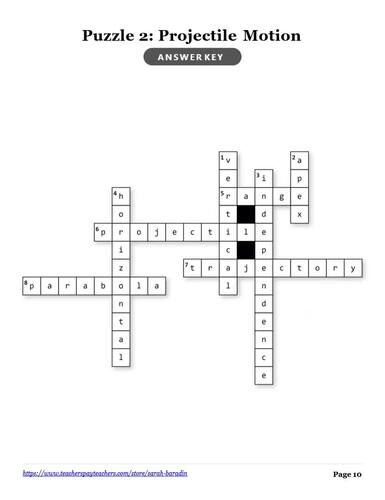 High School Physics 2 D Motion & Projectiles Crossword Puzzle With Word ...