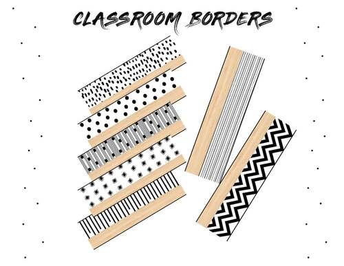 Bulletin Board Borders, Black and White Classroom Borders, Printable ...