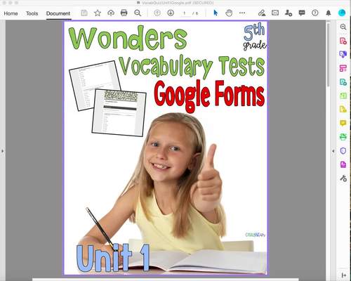 Wonders 5th grade Vocabulary Quizzes Bundle by ChalkStar | TpT