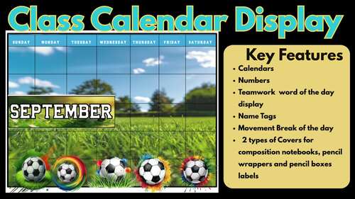 Editable Classroom Decor Bulletin Board, Name Tags Soccer Theme Display