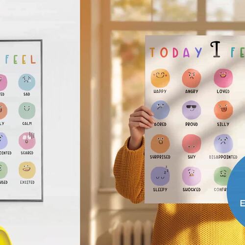 Today I feel, Feelings and Emotions Poster | Feelings Chart | SEL Decor