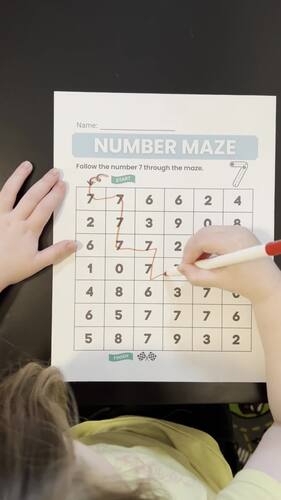 Number Maze Worksheets | Preschool Printable Math Games | TPT