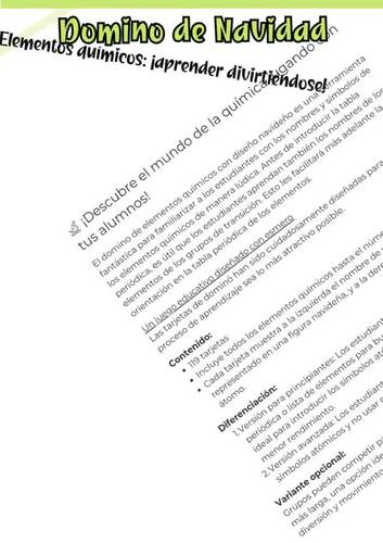 Spanish: Dominó de los elementos químicos Juego de Navidad | Chemistry ...