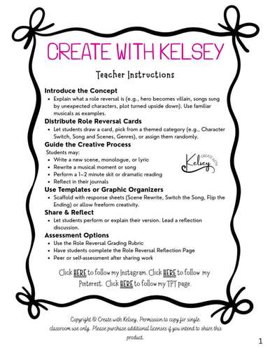 Musical Theatre Role Reversal Cards | Drama Writing, Reflection ...