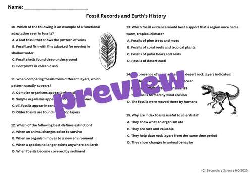 Fossil Evidence of Evolution wks by Secondary Science HQ | TPT