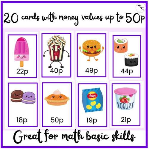 Money flashcards for math in pounds and pence pretend shop K-2 | TPT