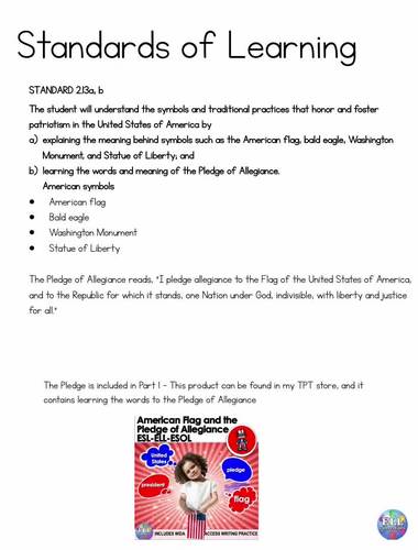 ESL American Symbols and Landmarks ESOL Bundle by ELL Connections