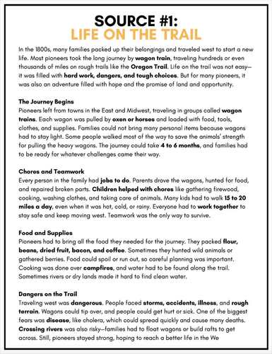 Westward Expansion ELA Writing Performance Task | 3rd–6th Grade | Test Prep