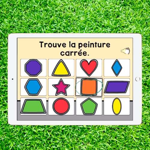 Trouve le carré avec audio | Vocabulaire d'école | Cartes Boom | TPT