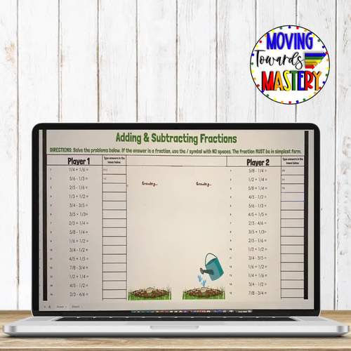 Adding & Subtracting Fractions: Partner Race using Google Sheets