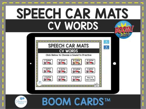 CV Word Speech Therapy Car Mats for Apraxia Interactive Boom Cards