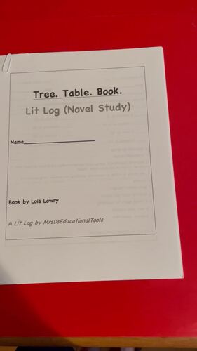 Tree. Table. Book. Lit Log (Novel Study) by MrsDsEducationalTools