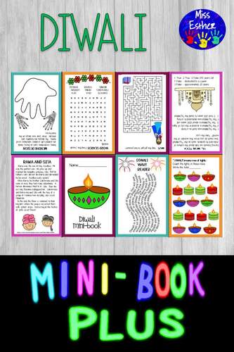Diwali Mini-Book 8 Resource Activity Pack - w BOOM CARDS by Miss Esther