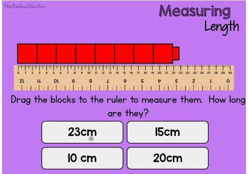 Measuring Length (cm) - Boom Cards by Boom Cards by Miss Rainbow Education