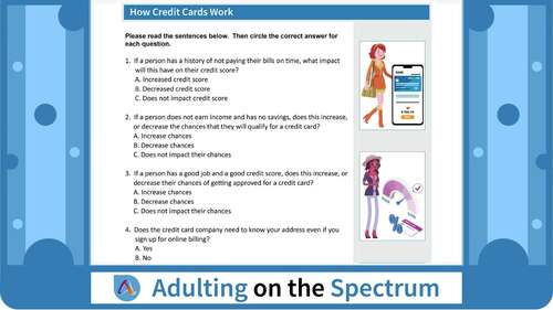 SPED Life Skills Credit Card Activity for Teaching Personal Financial ...
