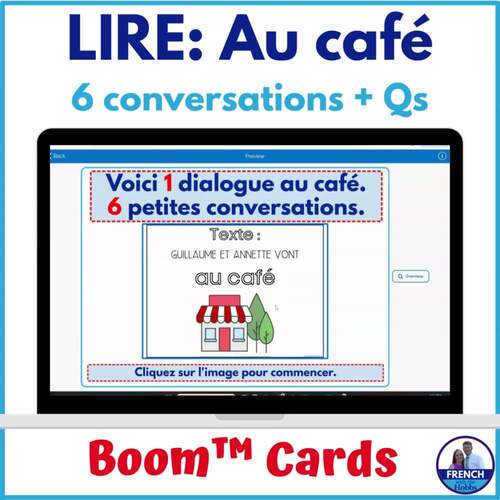French Cafe & Restaurant Reading Comprehension & Qs au café BOOM™ CARDS