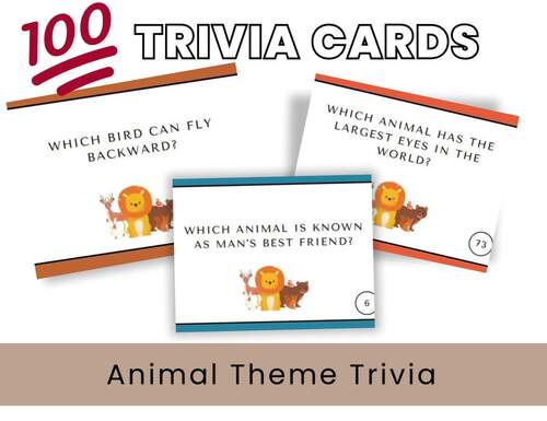 Animal Theme Trivia Cards – 100 Fun & Educational Animal Facts | TPT