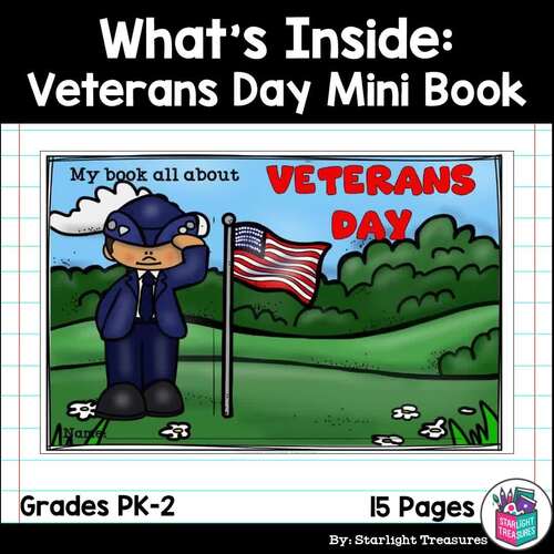 Veterans Day Mini Book for Early Readers, Veterans Day Activity for Kids