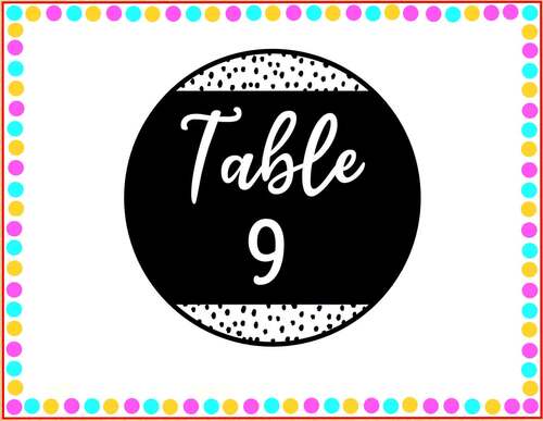 Printable Black and White Table, Team and Group Labels, Editable Table ...