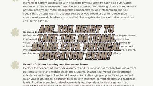 National Board EAYA Physical Education Components 1 and 2 Bundle