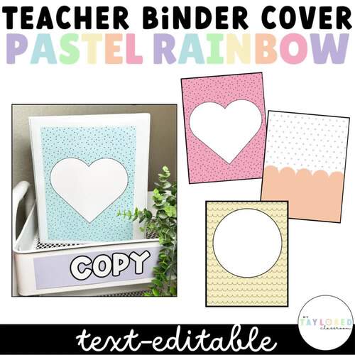 Pastel Rainbow Teacher Binder Covers | EDITABLE | Pastel Classroom Decor