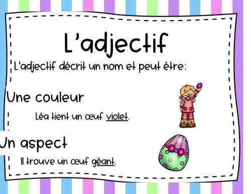 Trouve l'adjectif - PÂQUES - Cartes à tâches FRENCH EASTER TASK CARDS