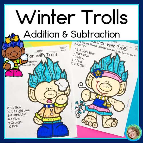 Trolls Addition Color by Number Winter Subtraction Color by Number ...