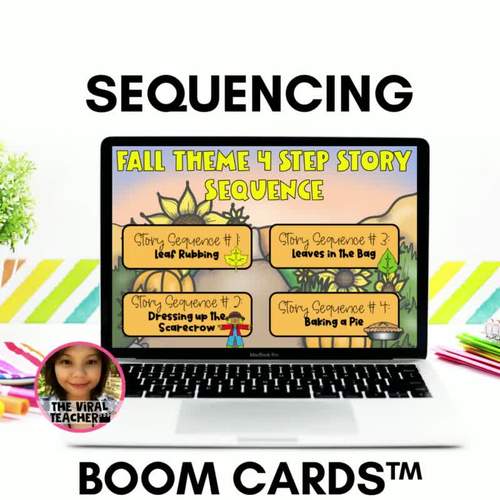 Fall Theme 4 Step Short Story Sequencing with Pictures Boom Cards™ set 1