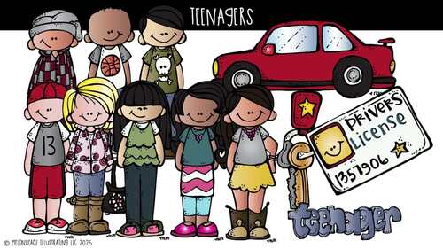 Teenagers clip art, Big Kids clip art COLORED Version by Melonheadz Clipart