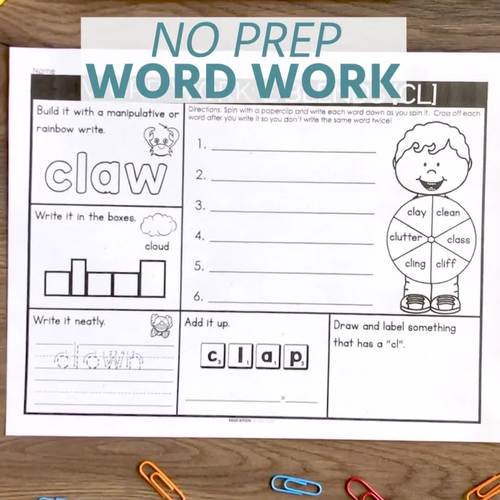 No Prep Word Work by Education to the Core | TPT