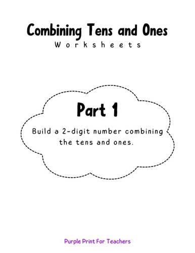 Kindergarten Math Worksheets Combining Tens and Ones Build and Separate