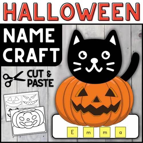 Halloween Name Craft Pumpkin Jack-o-lantern Cut and Paste Art Project