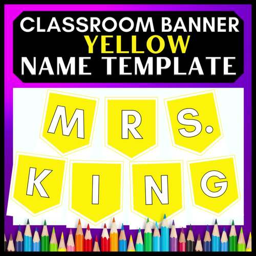 Printable Yellow Name Banner → Editable Bulletin Board Decor All Letters