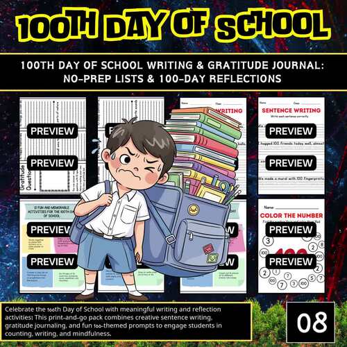 100th Day of School Writing & Gratitude Journal: Lists & 100-Day ...