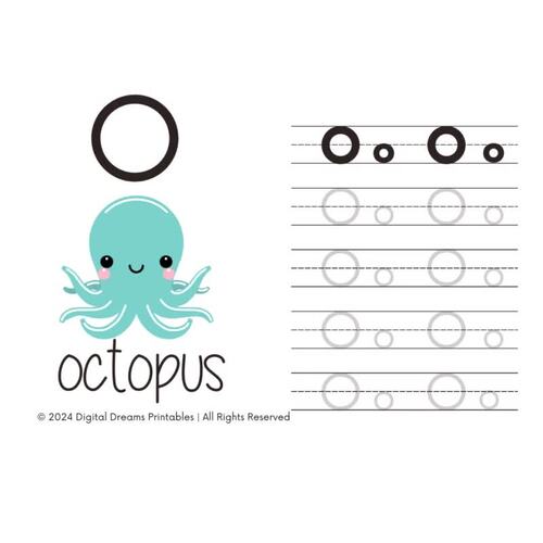 Tracing Alphabet Letters Practice O for Octopus Booklet Uppercase ...