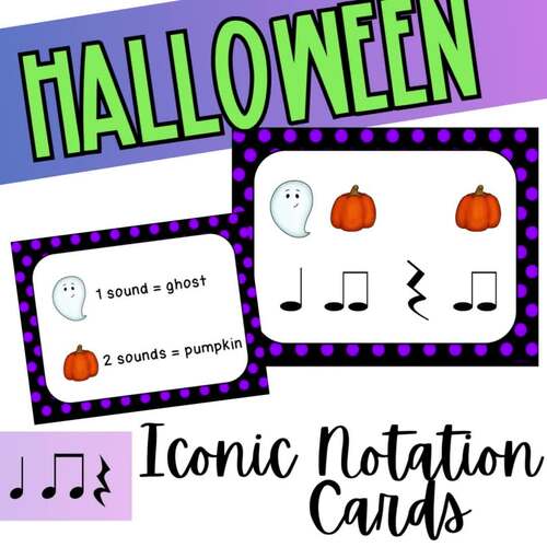 Halloween Ghost Pumpkin Iconic Notation Pre Rhythm Cards Quarter Rests