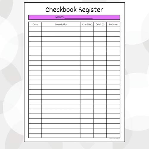 Checkbook Register: Money Budget Template for Balancing Debit & Credit ...