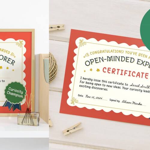 Open-Minded Explorer Certificate of Achievement | Recognition Award Certificate