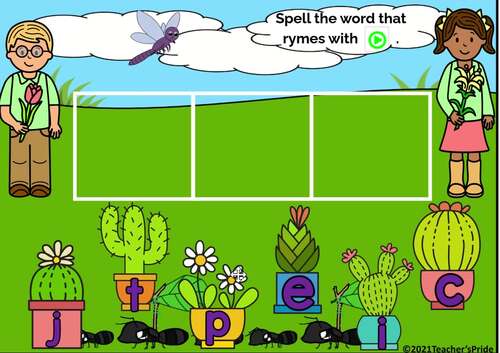 Spring Rhyming CVC Short Vowel I Word Family Boom Cards by Teacher's Pride