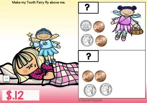 Counting Money: Mixed Coins 2nd Grade Boom Cards with Tooth Fairy Theme