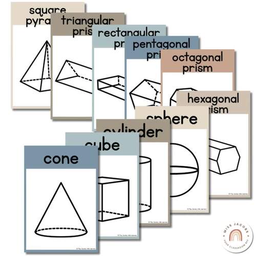 3D Shape Posters | Modern Ocean Neutral Math Decor | Coastal Vibes 3D ...